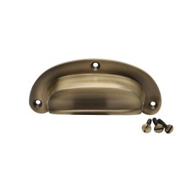 Antique Brass Lacquered Finish Traditional Style Cabinet Drawer Cup ...